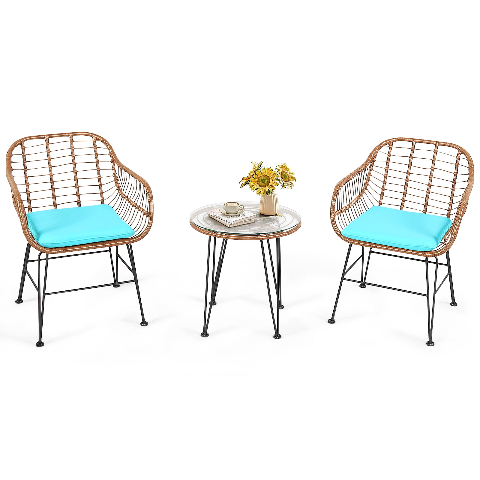 Click here for Patiojoy 3 Pcs Patio Rattan Furniture Set With Rou... prices