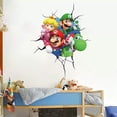 3D Cracked Wall Game Cartoon Super Bro Vinyl Wall Decal, Removable Peel ...