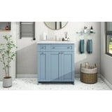 THINK 30 Modern Blue Bathroom Vanity Cabinet, 30-Inch with Easy-to ...