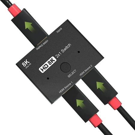 8K HDMI 2.1 Switch 2 in 1 Out, HDMI 2.1 Switcher Splitter 8K@60Hz 4K ...