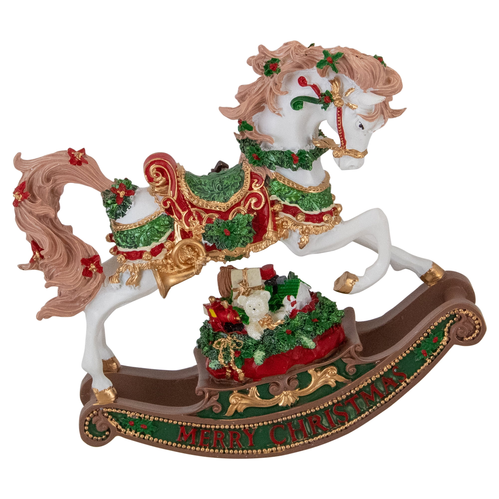 9" Musical and Animated Christmas Rocking Horse Figure - Walmart.com