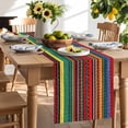 Boho Table Runner, Bohemian Colorful Stripes Retro Abstract Rainbow ...