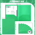 100 Pcs Green Plastic Two-Pocket Letter-Size Folder with Business Card ...