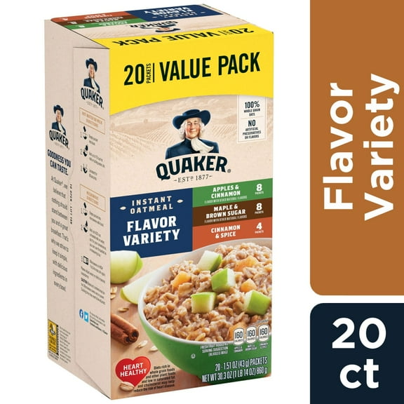 Quaker Instant Oatmeal Protein Variety Pack 51.3 oz, 24 Count - Walmart.com