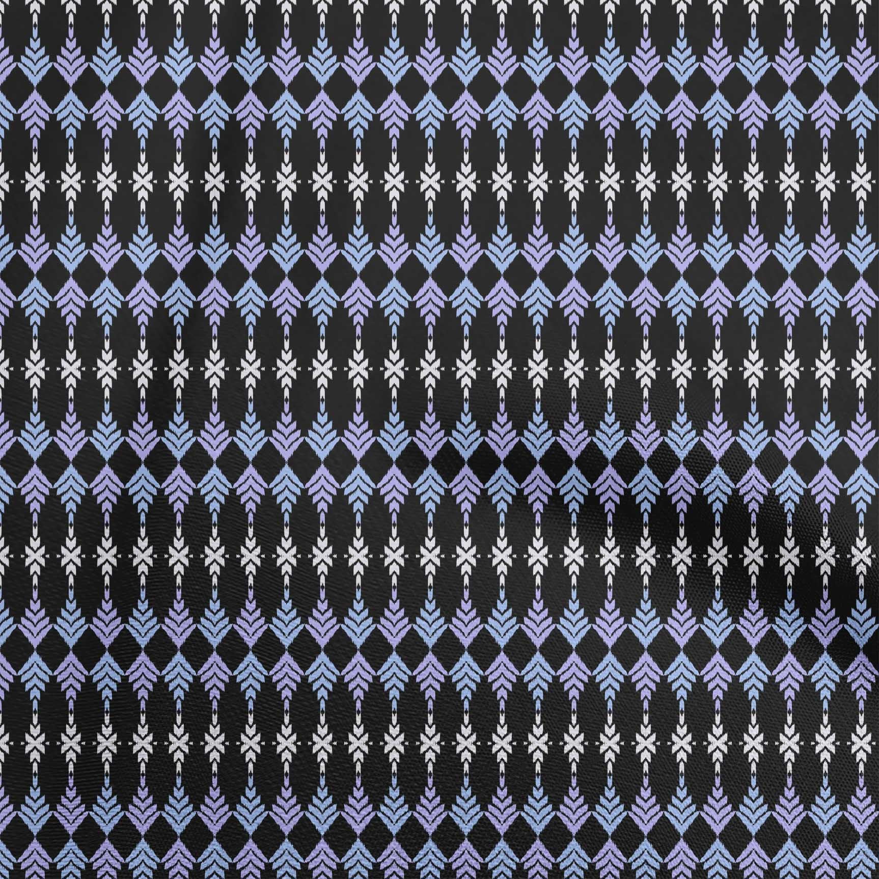 oneOone Cotton Poplin Black Fabric Asian Ikat Sewing Material Print ...