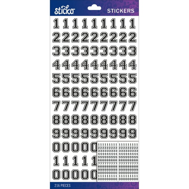 Sticko Numbers Stickers-Black Varsity Numbers Small - Walmart.com ...