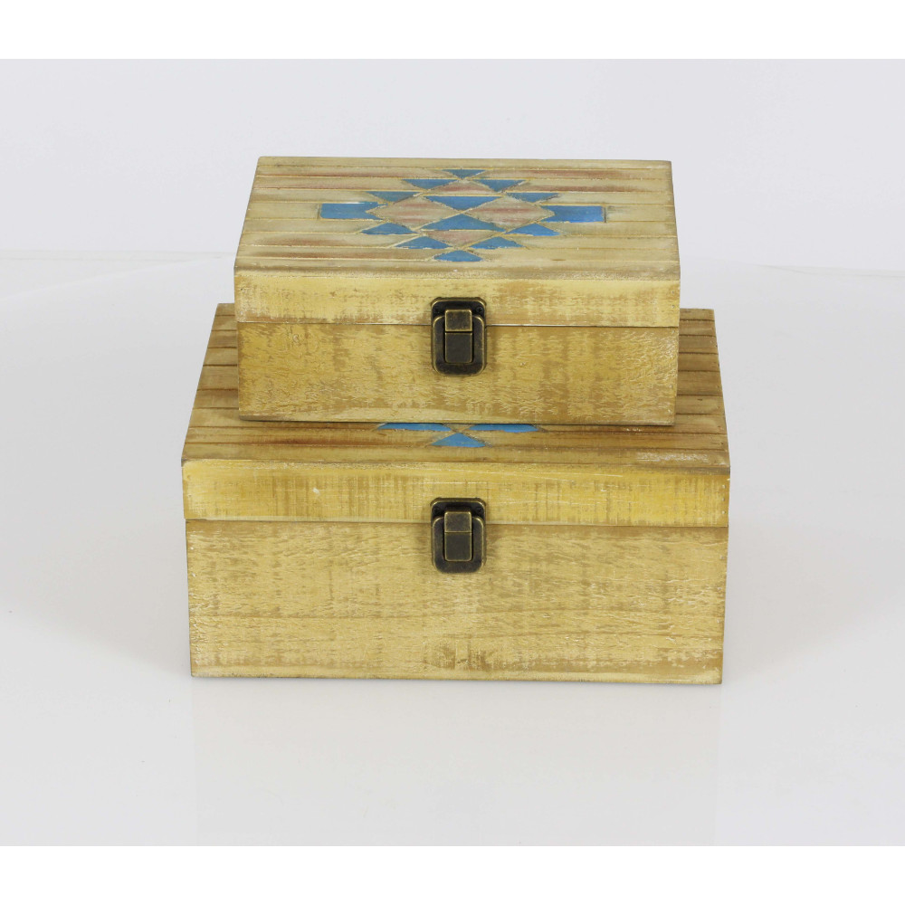 Addison Wood Box With Inlay Work, Set Of 2 - Walmart.com