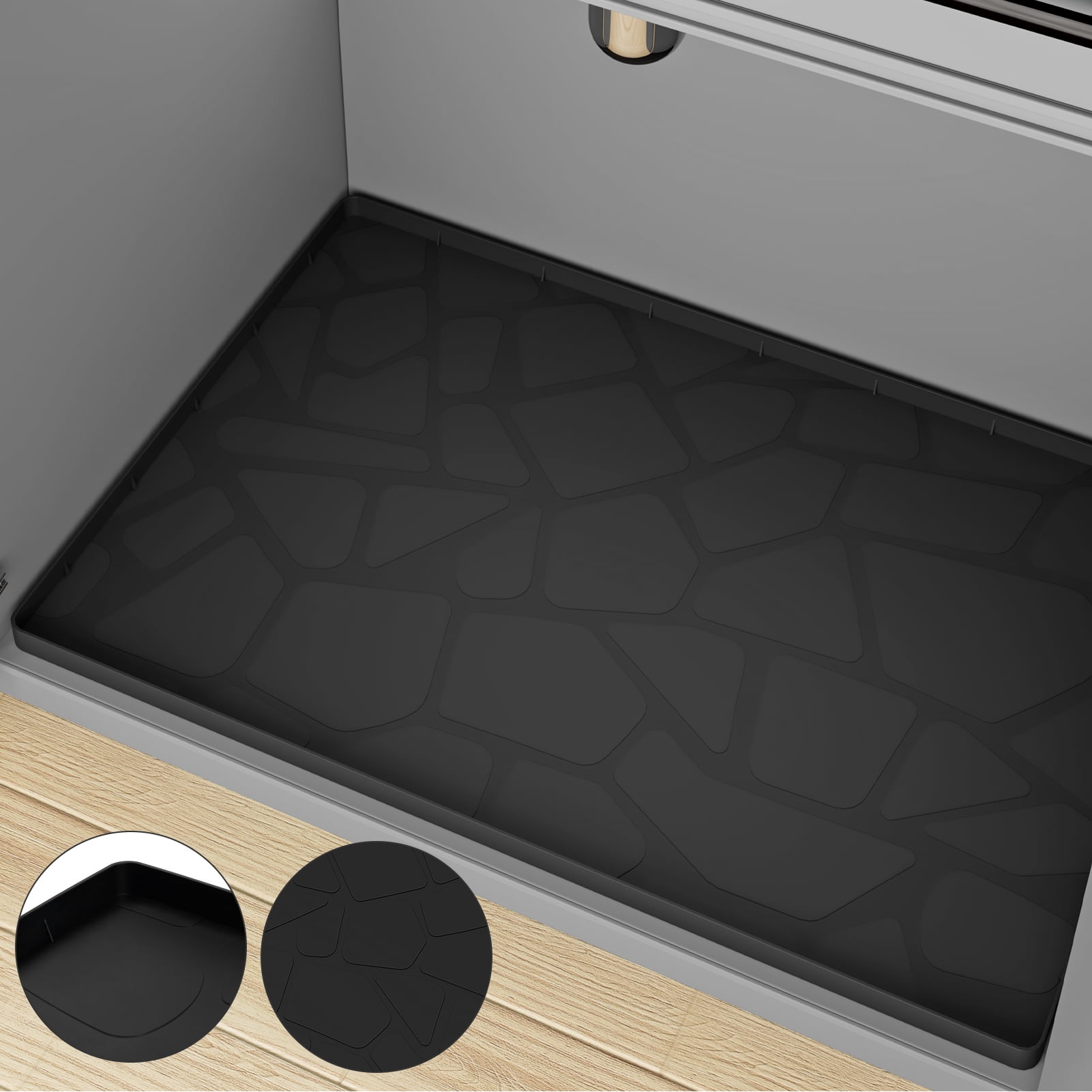 Under Sink Mat for Kitchen Waterproof, 34" x 22" Silicone Under Sink ...