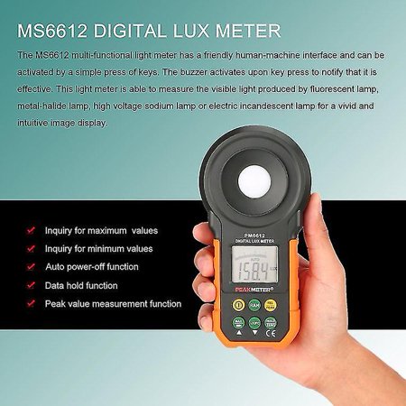 Ms6612 Digital Luxmeter 200,000 Lux Light Meter Test Spectra Auto Range ...