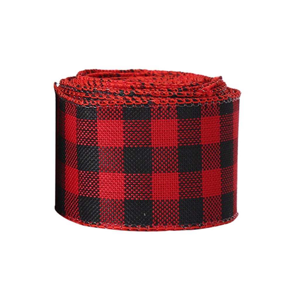 Black and Red Buffalo Plaid Ribbon - 16.4ft by 1.97 inch Wired Edge ...