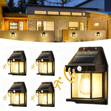 4 Pack Solar Wall Lights Outdoor,Waterproof Motion Sensor Tungsten ...