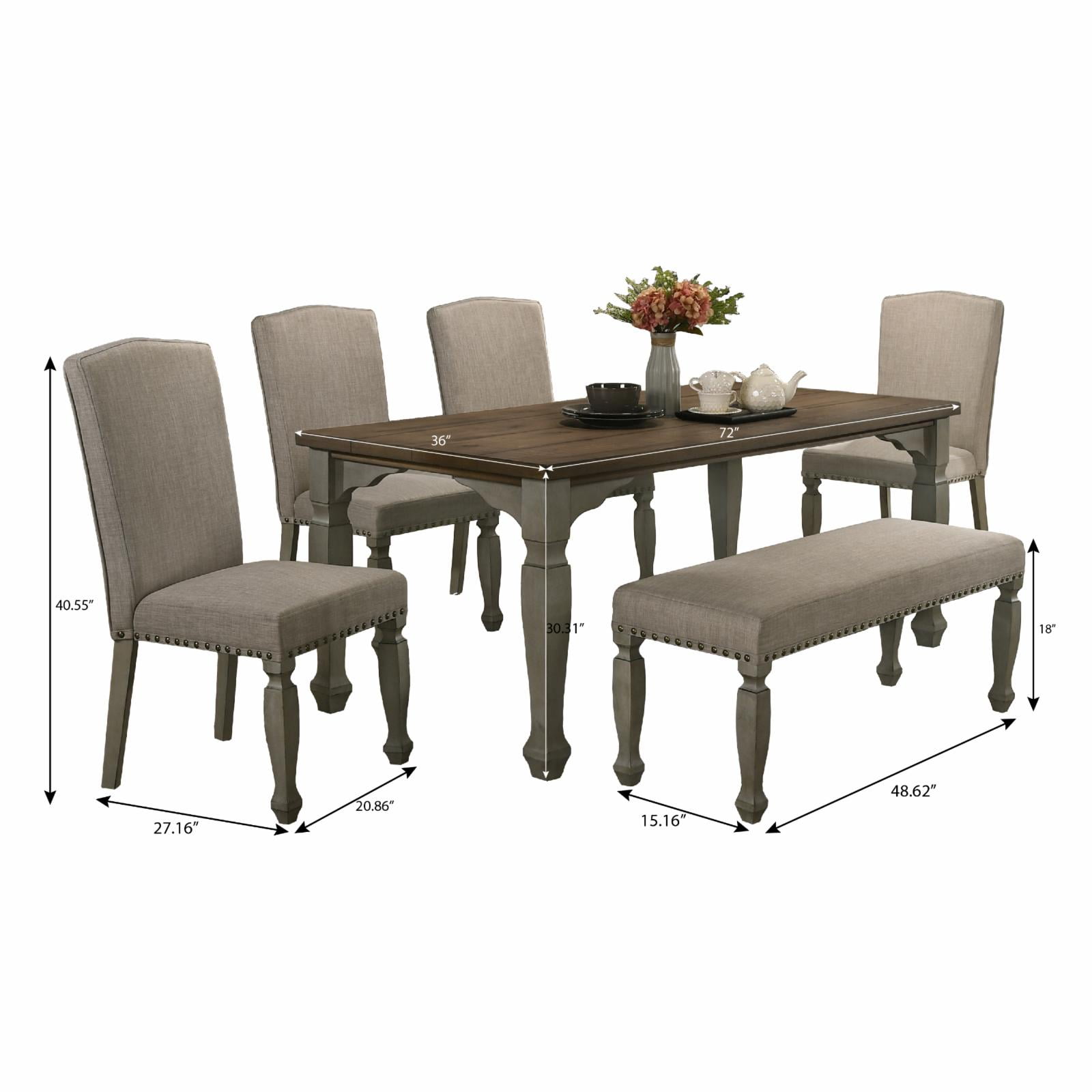Buy Roundhill Furniture Breda 6 Piece Dining Set Online at Lowest Price ...