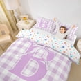 Catabedysis Purple Bows Letter Print Duvet Cover Queen,Geometric Plaid ...