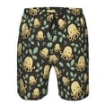 Rocae Octopuses And Leaves for Men's Beach Shorts Casual Elastic Waist ...