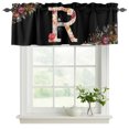 Black Letter R Flower 2 Panels Kitchen Valance, Watercolor Alphabet R ...