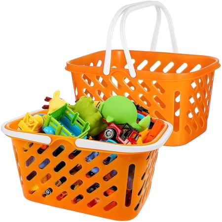 2pcs Storage Plastic Portable Shopping Baskets Grocery Baskets Play ...