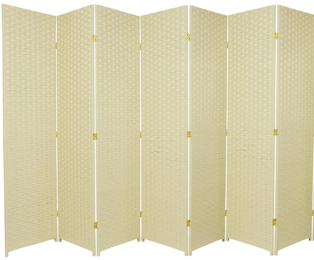 Legacy Decor Room Divider 7 Panel Weave Design Fiber Ivory Color ...