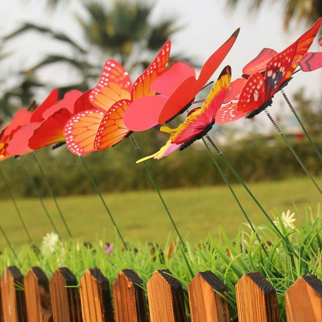 12Pcs Butterfly Metal Stakes Outdoor Yard Lawn Planter Garden Decor ...