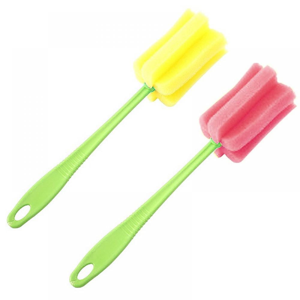 Dishwashing Foam Sponge Brush with Long Handle Bottle Scrubber Cleaning ...