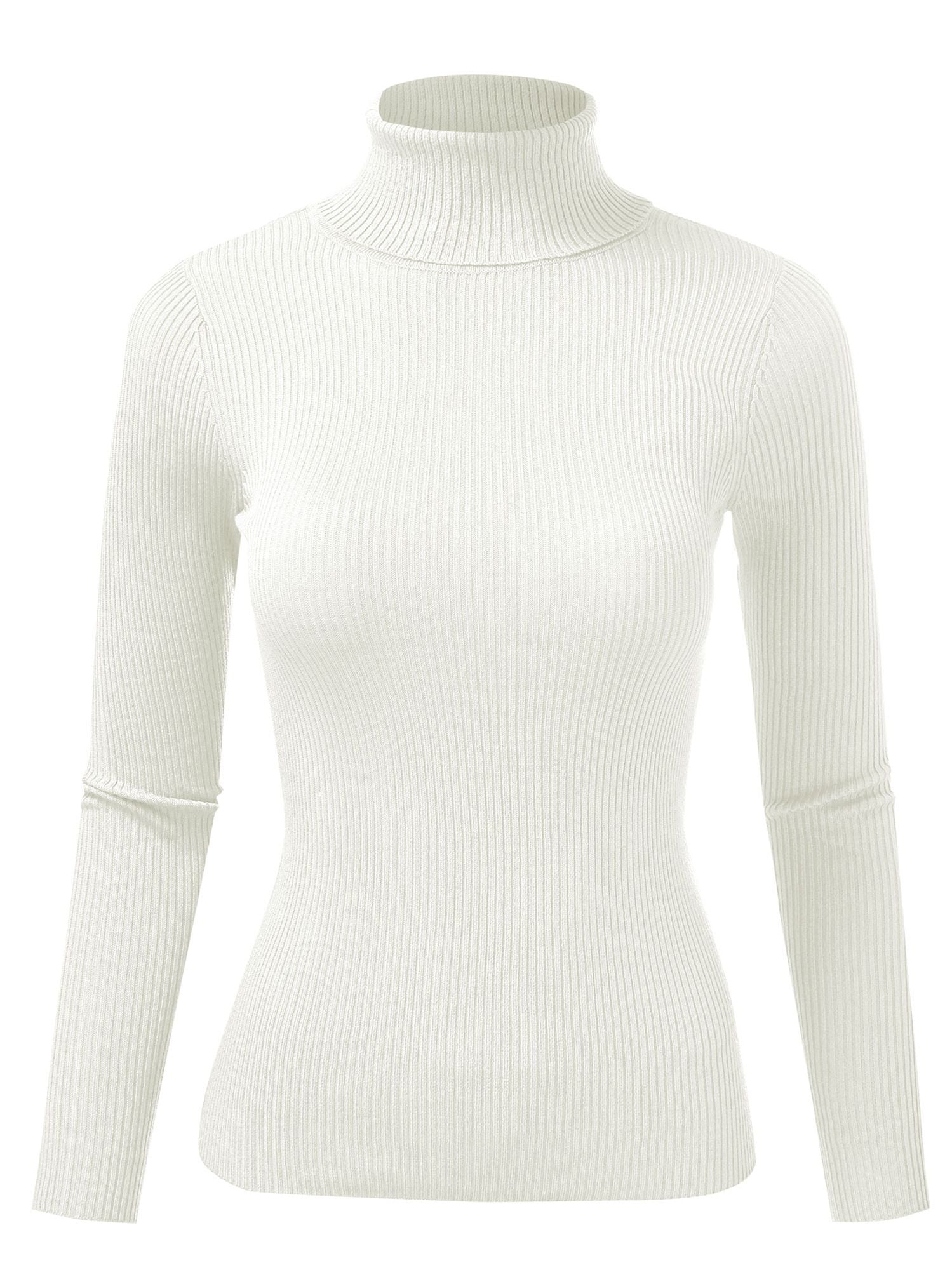 FashionMille Women Ribbed Knit Texture High Neck Long Sleeve Pullover ...
