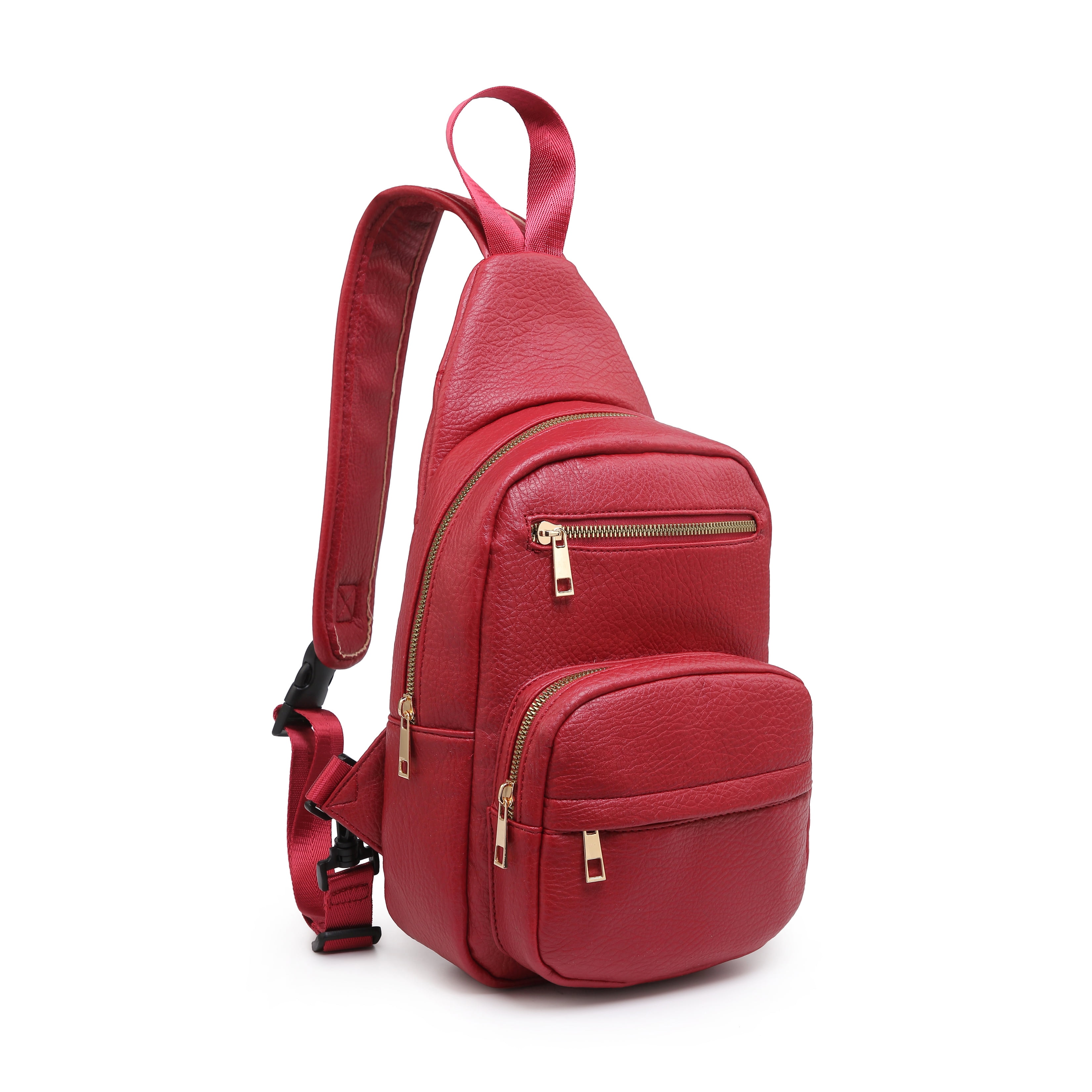 POPPY Women's Sling Backpack Chest Crossbody Shoulder Bag Faux Leather ...