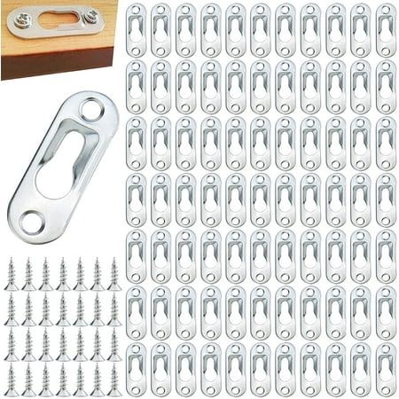 60Pcs Single Hole Hanging Plates Metal Keyhole Hanging Fasteners ...
