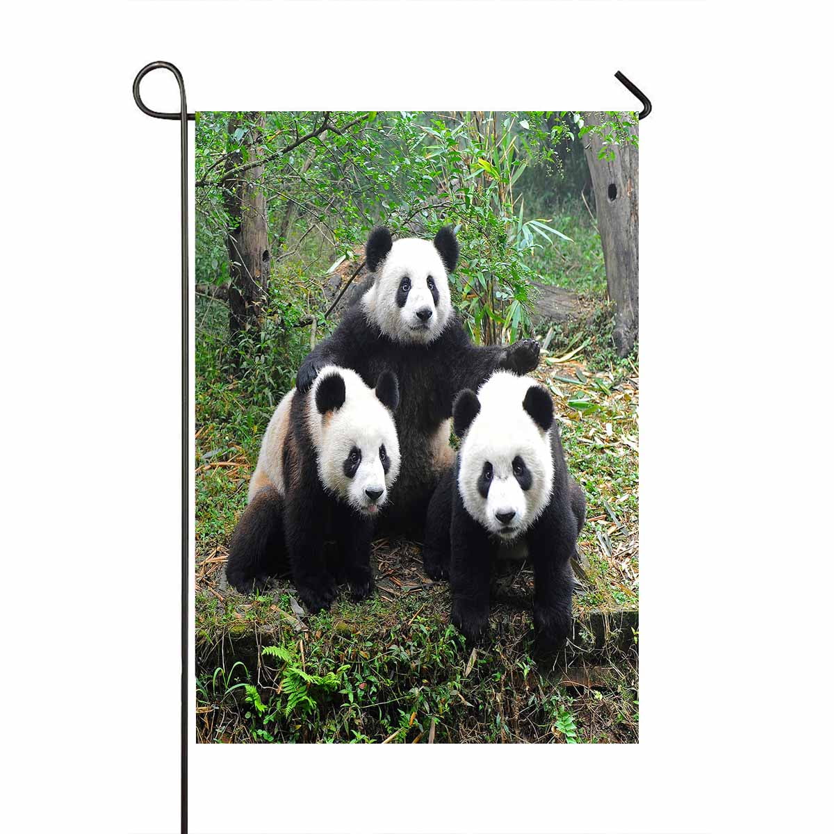 PKQWTM Three Giant Pandas Posing For Camera Yard Decor Home Garden Flag ...
