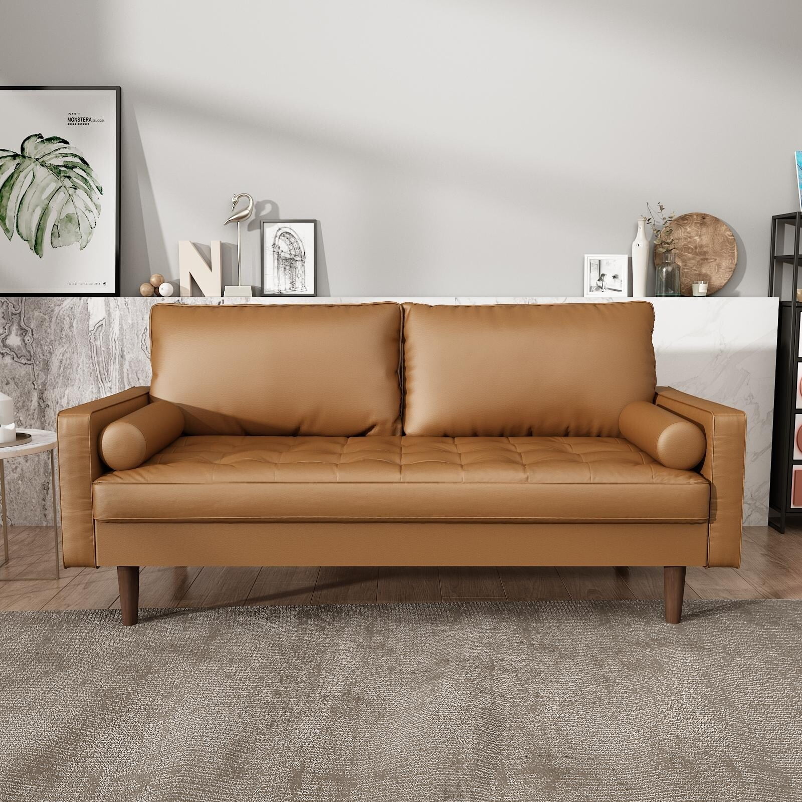 Sulinal Faux Leather LivingRoom Sofa - N/A Brown - Walmart.com