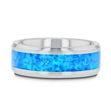 Thorsten Quasar Matching Set Tungsten Wedding Band with Blue Green Opal ...