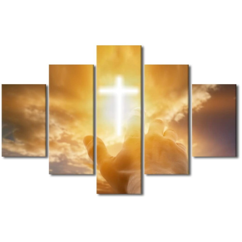 TISHIRON 5PCS Framed Jesus Canvas Wall Art Set,50"x24" Hand of God ...
