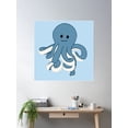 Cute Little Octopus Poster Wall Art, Modern Wall Decor For Living Room ...