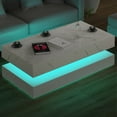 ChVans LED Coffee Table, High Gloss Black, 20 Color LED, Remote, 2 ...