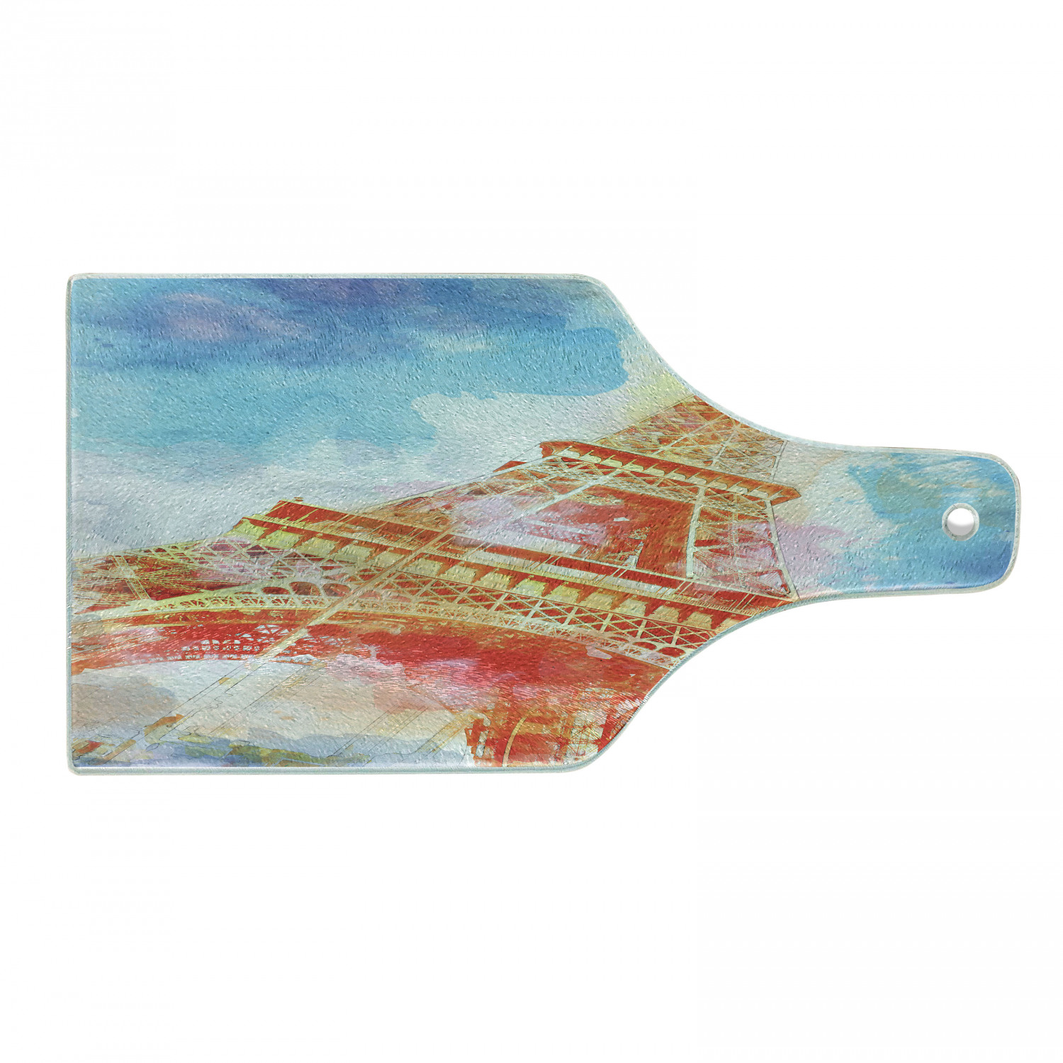 Eiffel Tower Cutting Board, Watercolor Painted Linework Eiffel Tower ...