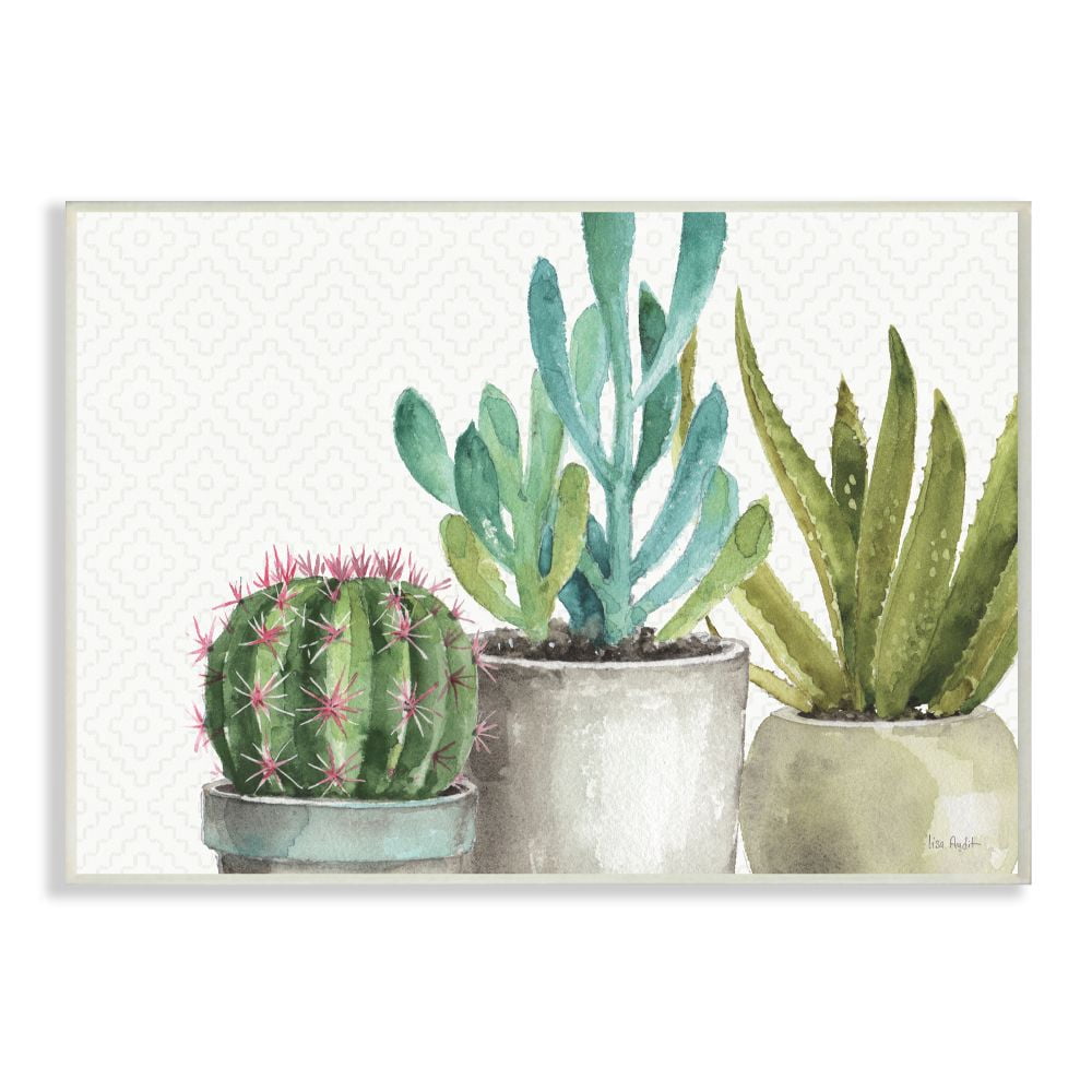 Stupell Industries Modern Succulents Pattern Green Grey Watercolor ...