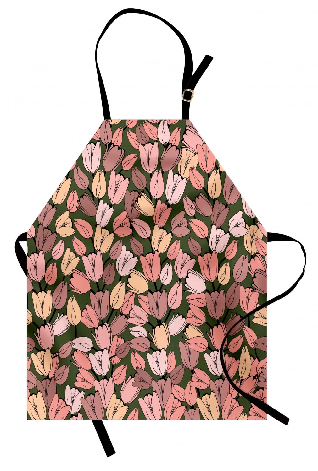 Flower Apron Pattern with Retro Tulips Springtime Garden Park Seasonal ...