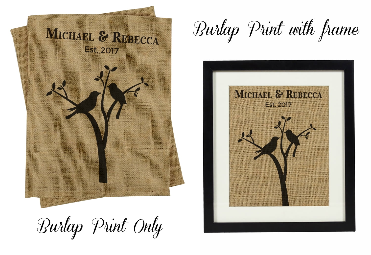 Darling Souvenir Bird on Branch Burlap Print Wall Decor Couple ...