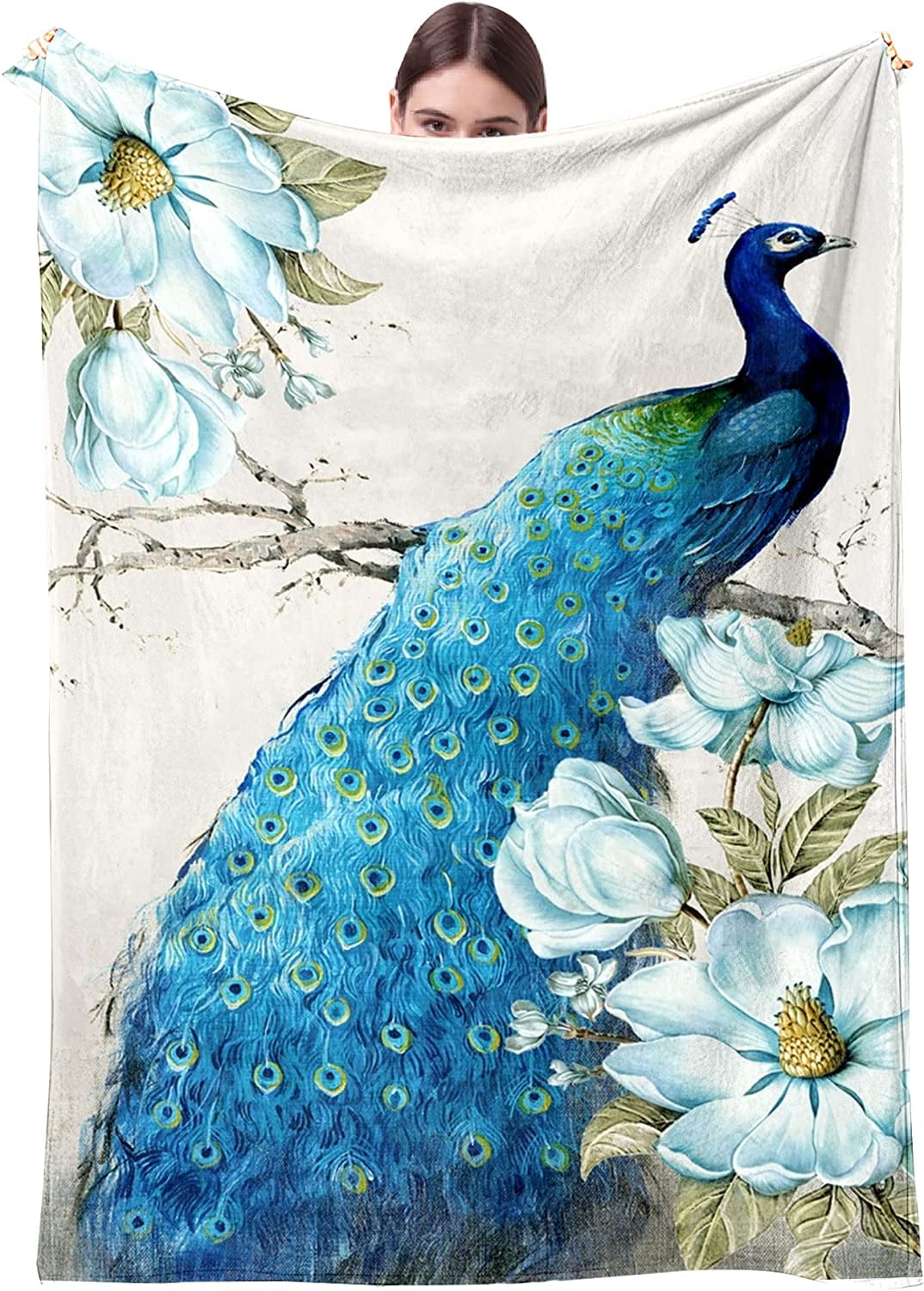 Peacock Blanket Soft Fleece Throw Blanket for Couch Sofa Bed Peacock ...