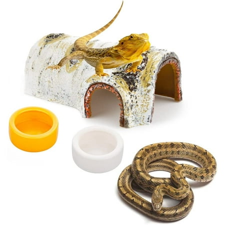 NETSENGArtificial Birch Log Hide Reptile Shelter Sleeping Cave Wood ...