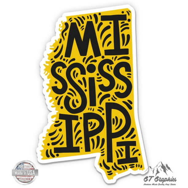 Mississippi Shape Cute Letters Native Local - 12" Vinyl Sticker ...