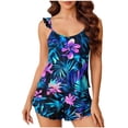 Asgosdo Two Piece Pajamas Sets for Women V Neck Sleeveless Print Ruffle ...