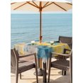 Blue Yellow Abstract Oil Painting Square Outdoor Tablecloth with ...