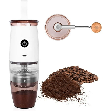 Portable Burr Coffee Grinder, 2 In 1 Small Electric & Manual Conical ...