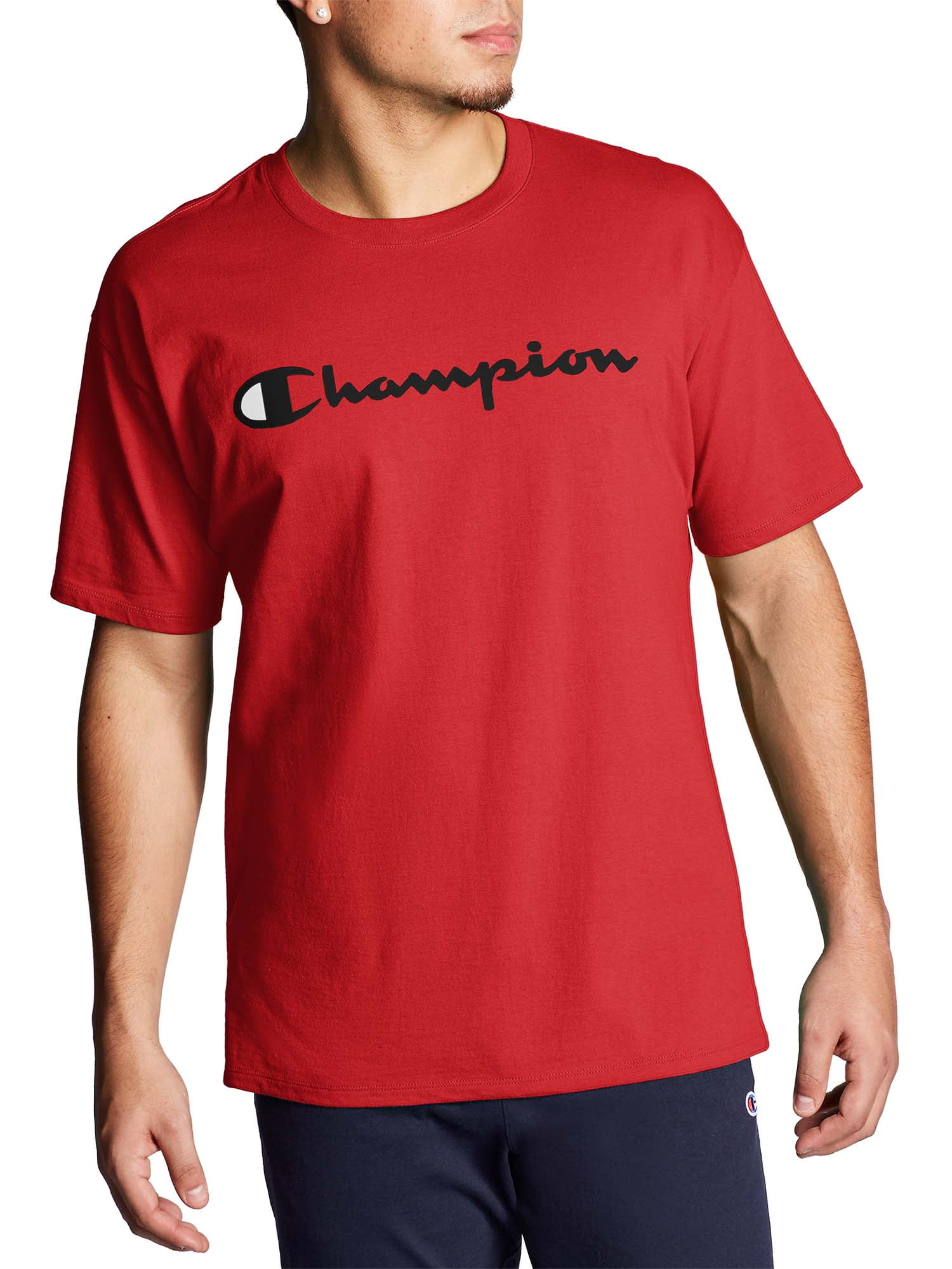 Champion Men's and Big Men's Script Logo Classic Jersey Graphic Tee ...