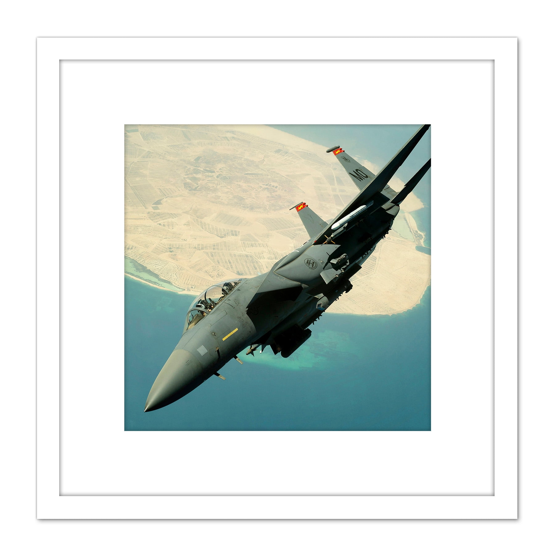 Military USA USAF F-15E Strike Eagle Jet Fighter 8X8 Inch Square Wooden ...