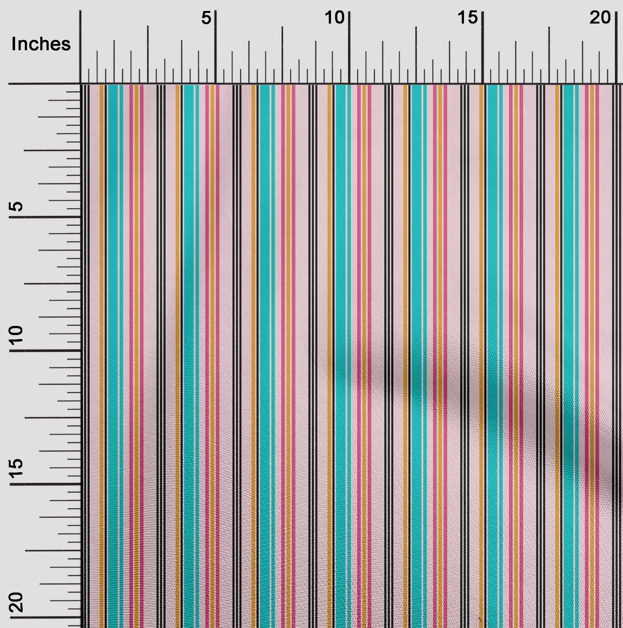 oneOone Organic Cotton Voile Fabric Multicolor Stripe Print Fabric By ...