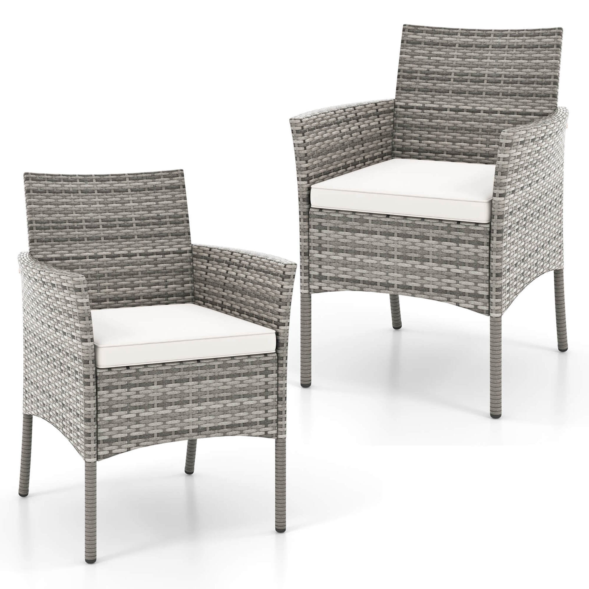 Click here for Costway Set Of 2 Patio Rattan Arm Dining Chair Cus... prices