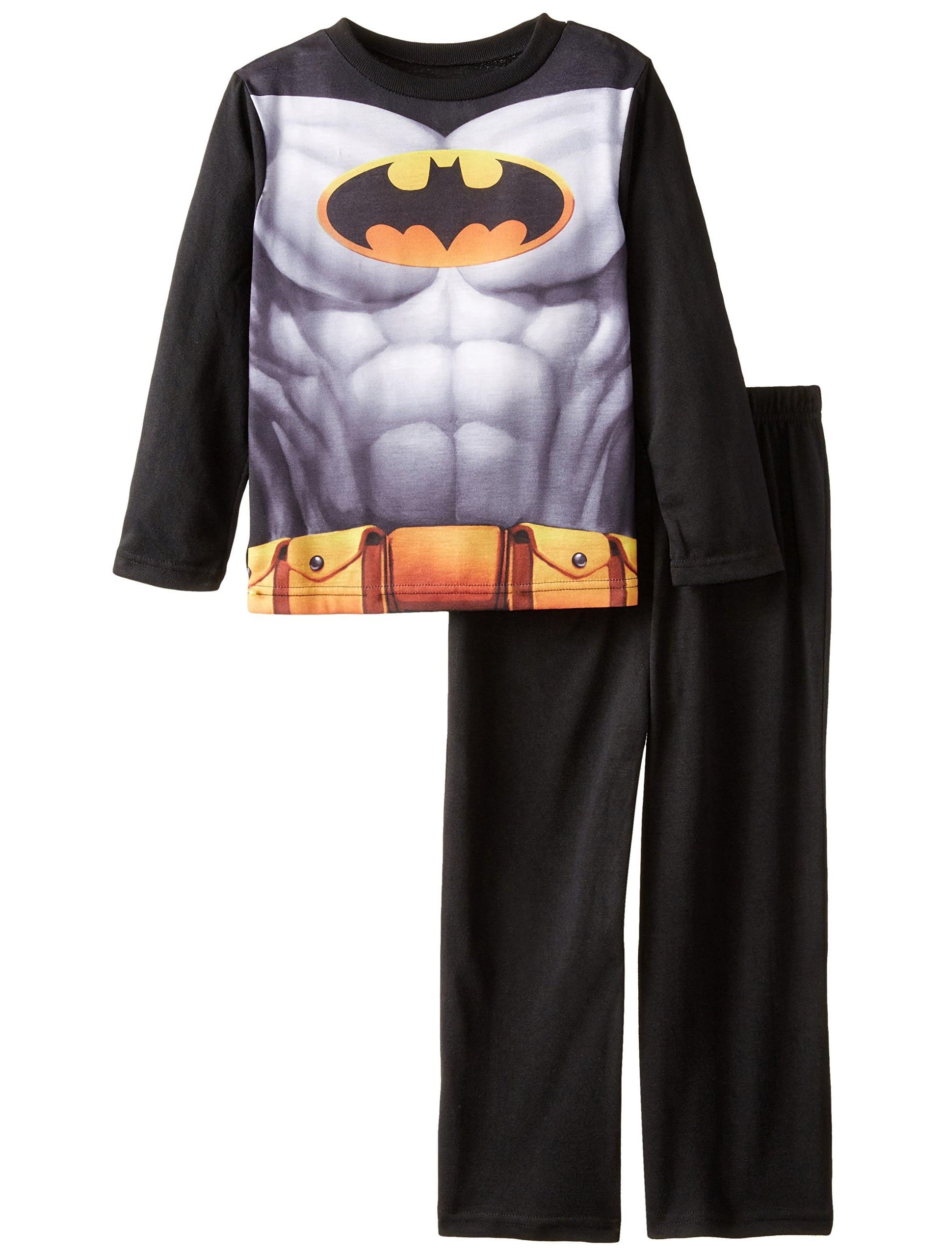 Batman Boys Pajama Pants and Top with Cape Holiday Sleepwear, Black ...
