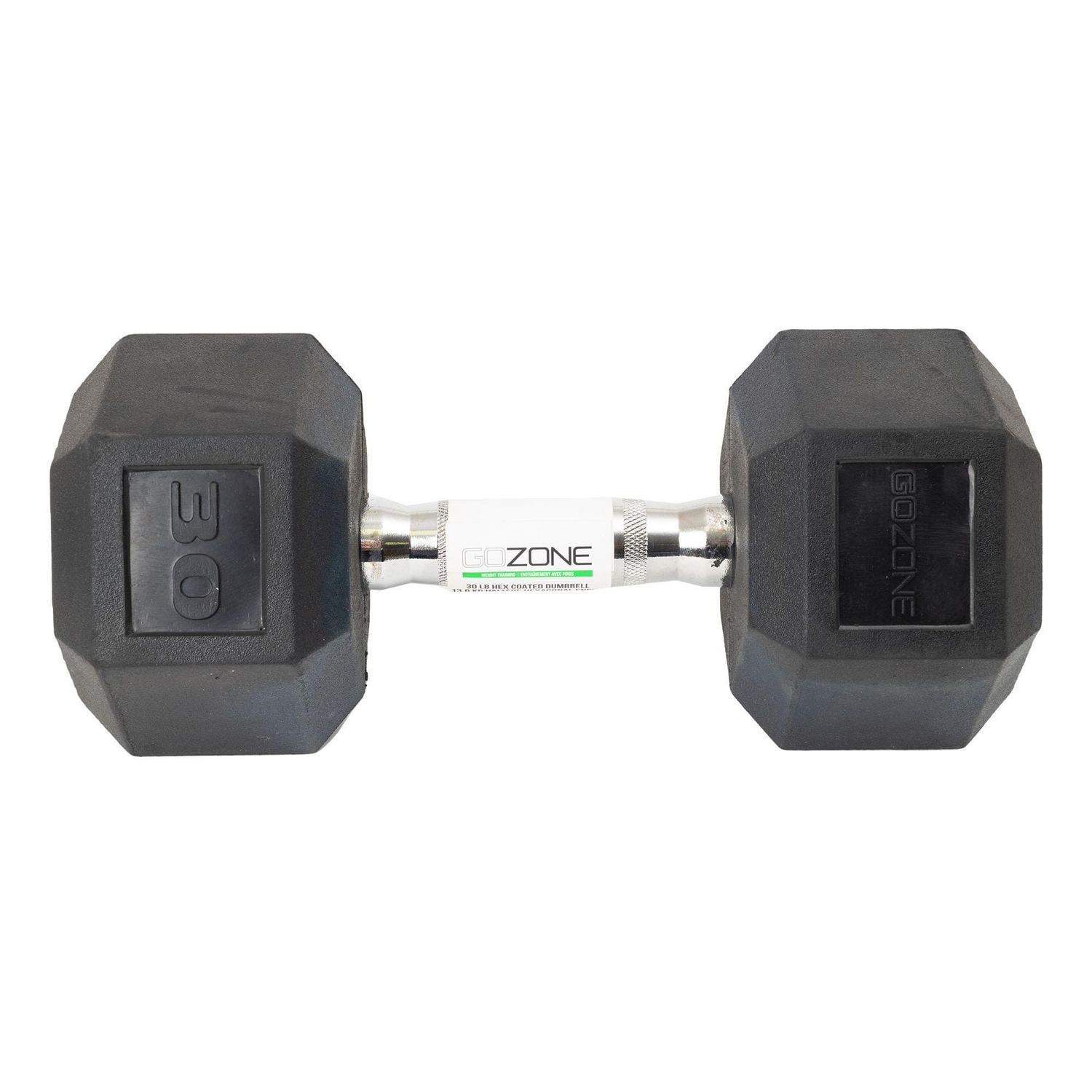 Click here for Gozone Rubber-Coated Hex Dumbbell - Black/Chrome prices