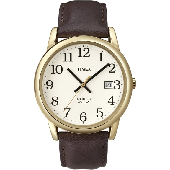 Timex, Men's Easy Reader Date Casual Watch, 38mm, Leather Strap ...