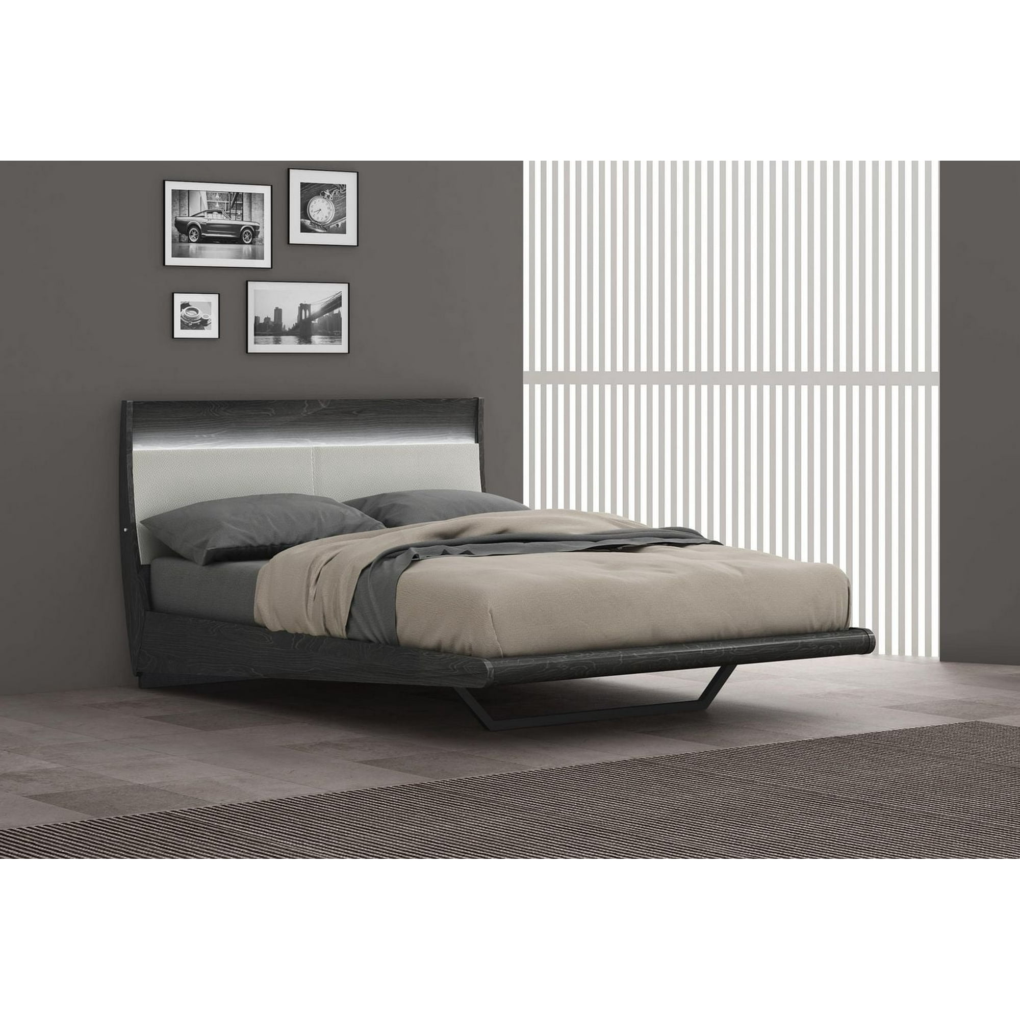 Click here for K-Living Asher Grey Lacquer Finish Double-Size Bed... prices